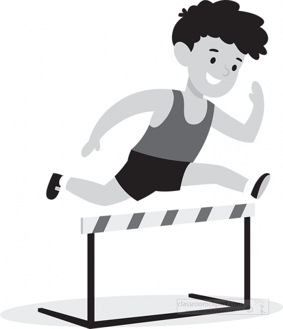 boy running hurdles gray color - Classroom Clipart