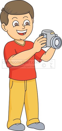 boy taking picture with a camera - Classroom Clip Art