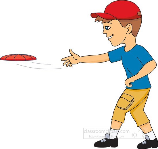 boy throws a frisbee - Classroom Clip Art