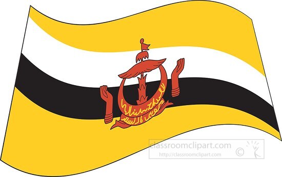 Brunei flag flat design wavy clipart - Classroom Clipart