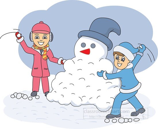 building a snowman winter - Classroom Clip Art