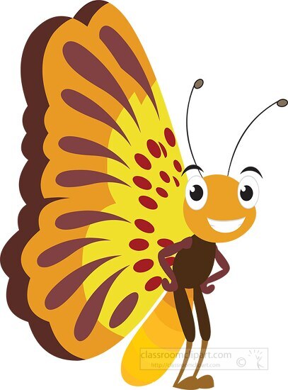 butterfly character smiling insect clipart - Classroom Clipart