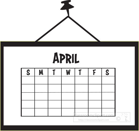 Free calendar april outline clipart - Classroom Clipart
