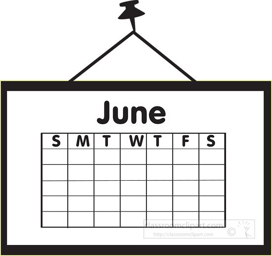 calendar june outline clipart - Classroom Clipart