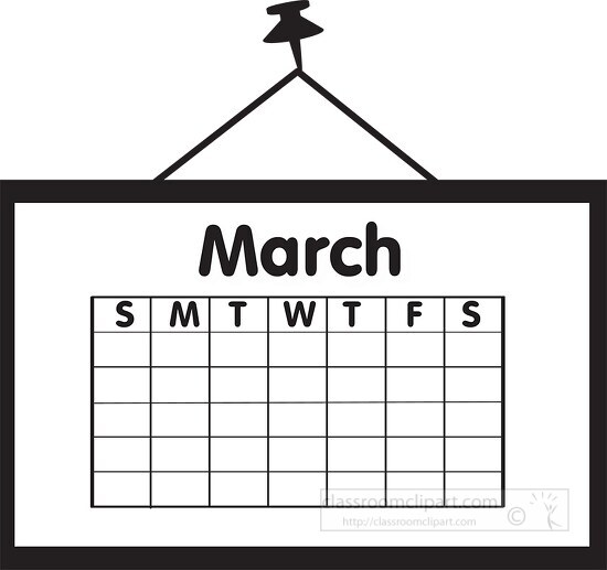 calendar march outline clipart - Classroom Clipart
