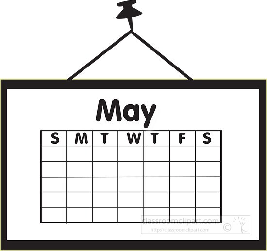 calendar may outline clipart - Classroom Clipart