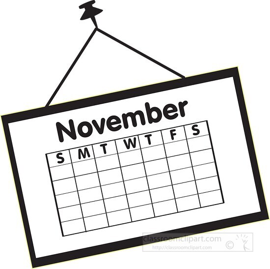 calendar november black outline clipart - Classroom Clip Art