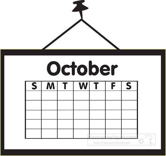 calendar october outline clipart - Classroom Clip Art