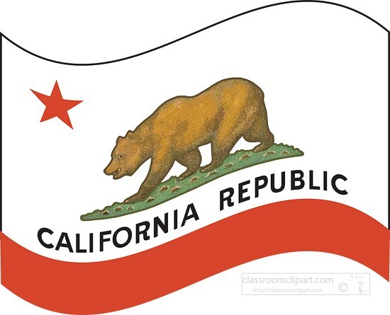 California state flat design waving flag - Classroom Clip Art