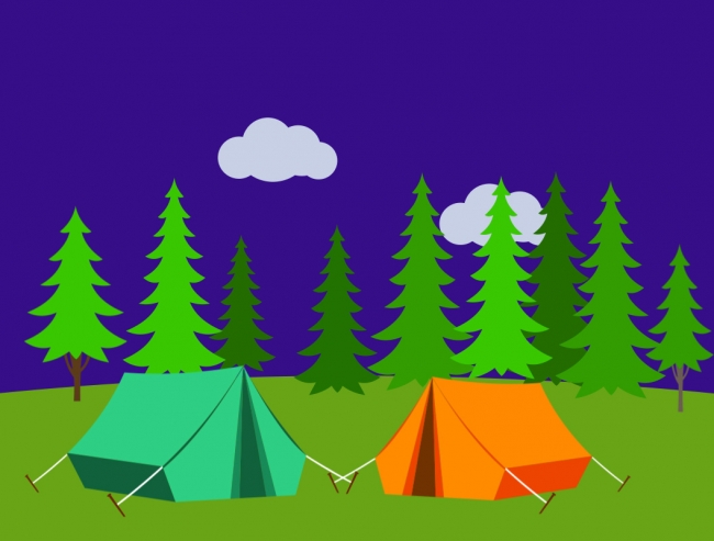 camping with tents animated clipart - Classroom Clip Art