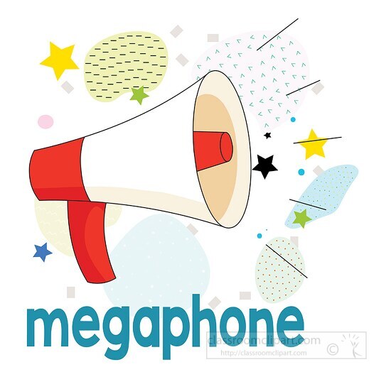 canoe to read pictures and word megaphone - Classroom Clip Art