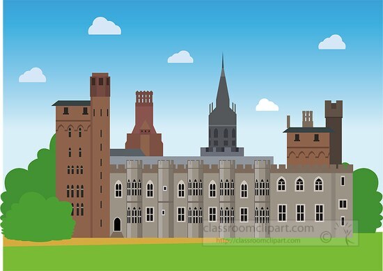 cardiff castle in wales clipart - Classroom Clip Art