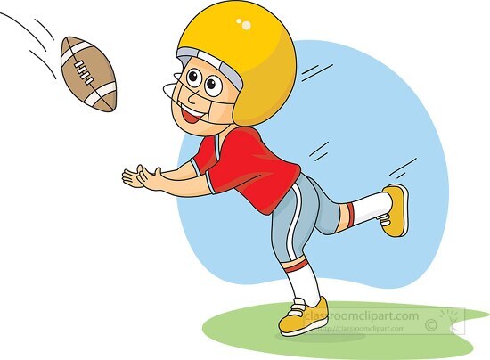 caroon style football player catching ball - Classroom Clip Art