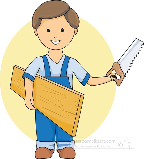 Carpenter With Saw - Classroom Clip Art
