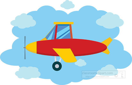 cartoon aeroplane in the sky clipart - Classroom Clip Art