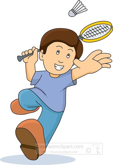 cartoon character playing badminton clipart - Classroom Clipart