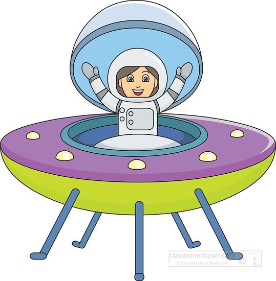 cartoon girl in spaceship - Classroom Clip Art