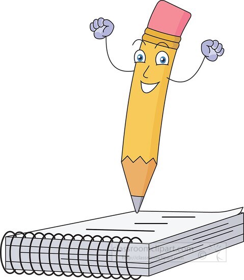cartoon pencil and notepad clipart 2 - Classroom Clip Art