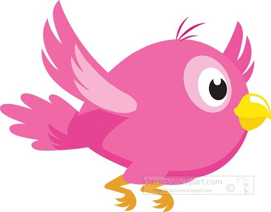 cartoon pink bird with yellow beak clipart - Classroom Clip Art