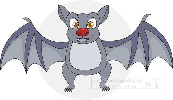 cartoon style bat with yellow eyes - Classroom Clip Art