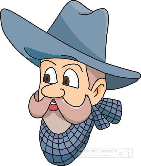 cartoon style face western cowboy character - Classroom Clip Art