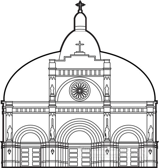 Free cathedral front view black outline - Classroom Clipart