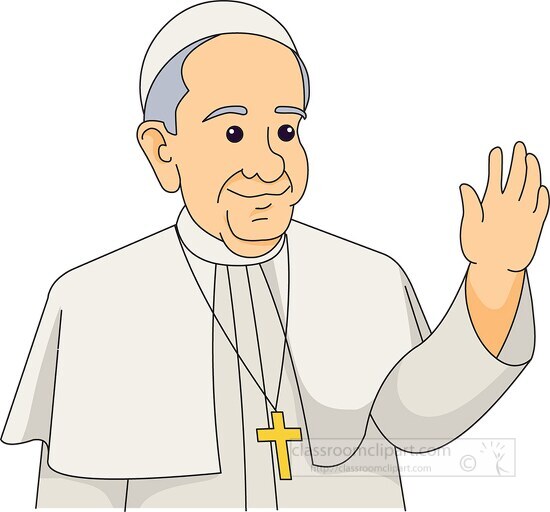 catholic pope waving - Classroom Clip Art