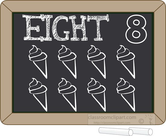 chalkboard number counting eight 8 - Classroom Clipart