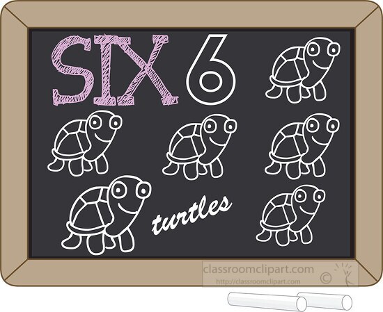 chalkboard number counting six 6 - Classroom Clipart