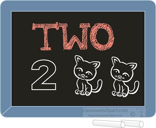chalkboard number counting two orange - Classroom Clipart