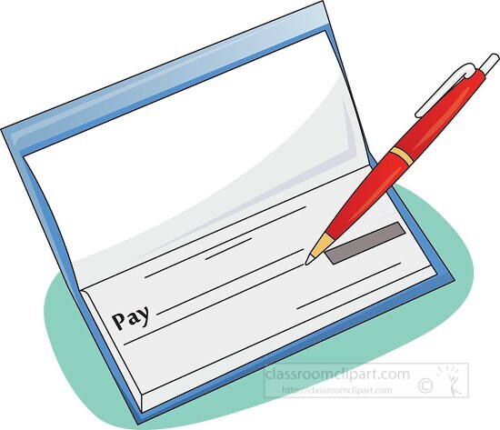 checkbook with pen 23 - Classroom Clipart