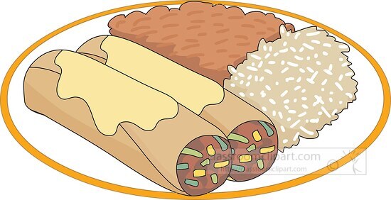 cheese enchiladas with rice and beans - Classroom Clip Art