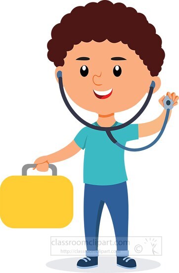 child holding stethoscope clipart - Classroom Clip Art