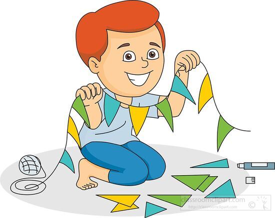 Art and Crafts Clipart-child making craftwork with colorful paper ...