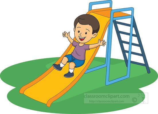 Free child sliding down palyground slide clipart - Classroom Clipart
