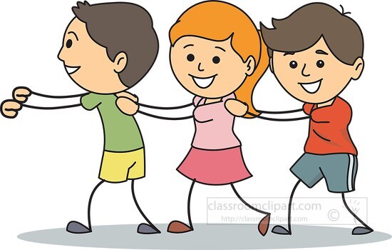 children playng making the human train - Classroom Clip Art
