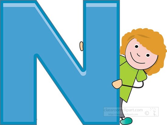 Free Children with the letter N Clipart - Classroom Clipart