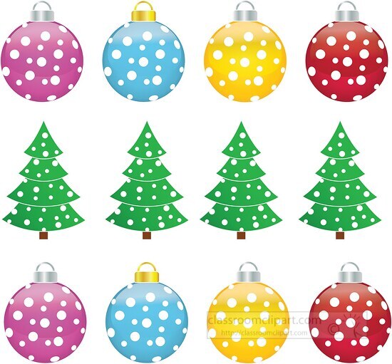 christmas tree with ornaments green background clipart 34 - Classroom ...