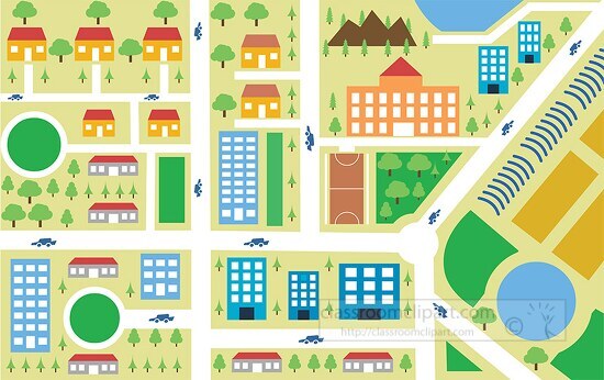 city map flat design clipart - Classroom Clip Art