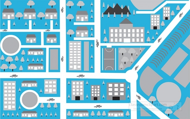 city map flat design gray color - Classroom Clip Art