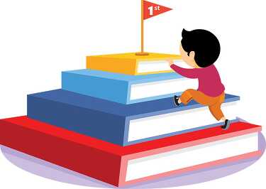 climbing book pyramid for first place clipart - Classroom Clip Art