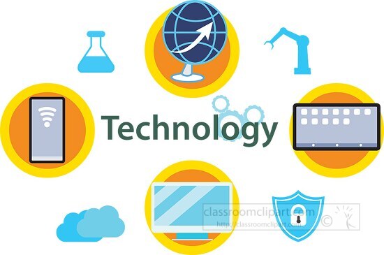 clip art image depicting modern technology design elements - Classroom ...
