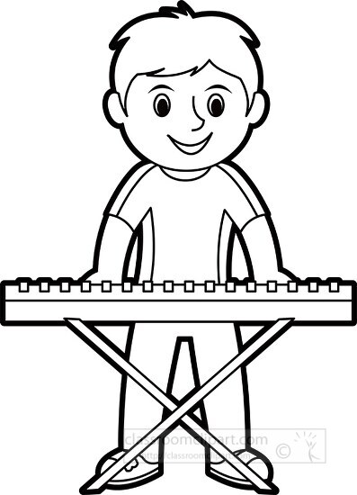 clipart of student playing keyboard school band - Classroom Clipart
