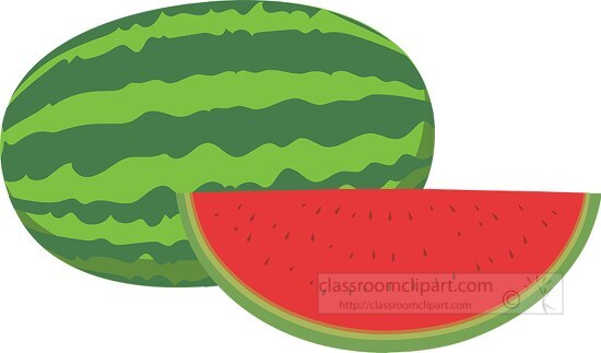 clipart of whole and cut watermelon fruit - Classroom Clipart