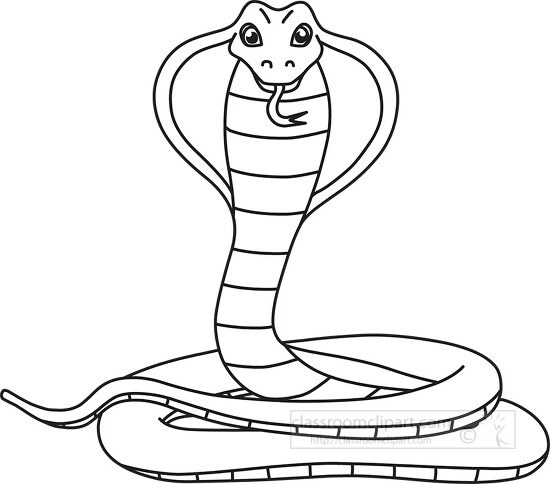 cobra snake black white outline - Classroom Clip Art