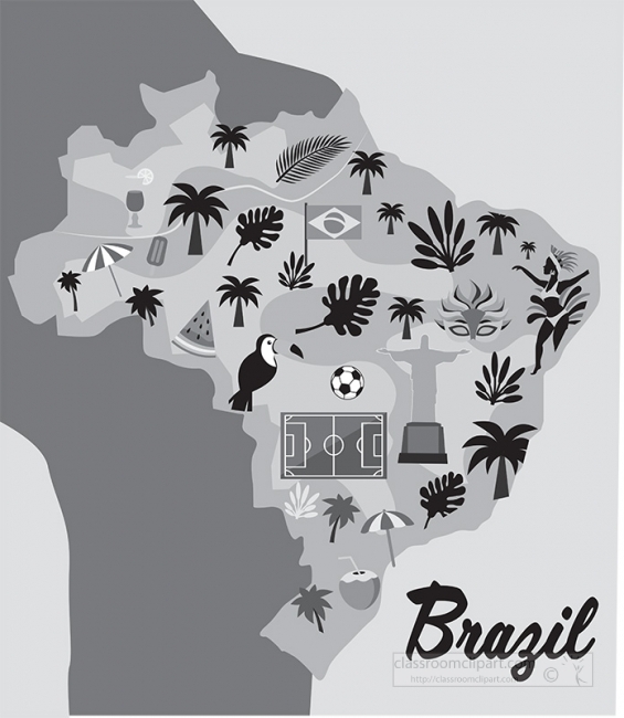 colorful map of brazil gray color - Classroom Clip Art
