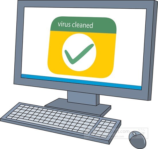 computer screen with virus cleaned messege 9028 - Classroom Clip Art