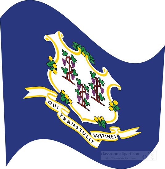 connecticut state flat design waving flag - Classroom Clip Art