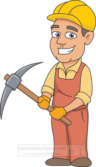 Free construction worker wearing hard hat holding pickaxe - Classroom ...