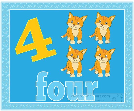 counting numbers four kittens 4 - Classroom Clipart